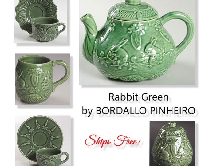 Bordallo Pinheiro Green Rabbit Tea Pot - Tea Cup/saucer - Demitasse Cup ...