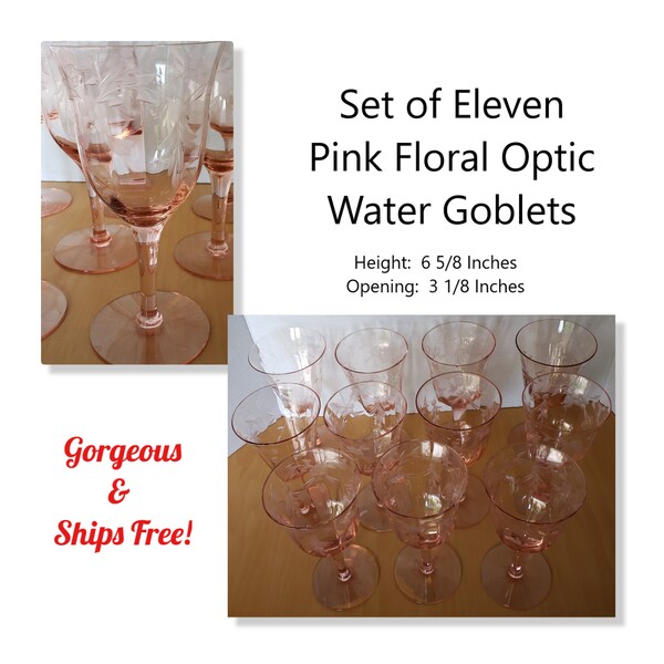 Pink Depression Glass Water Glasses Etsy