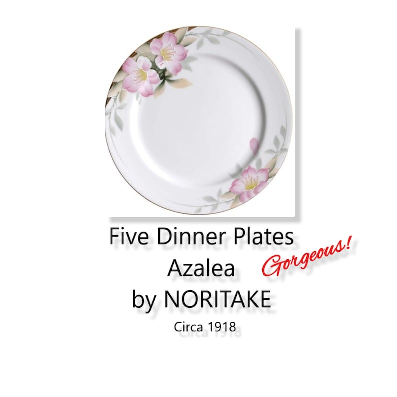 Five (5) Azalea by NORITAKE Dinner Plates - Circa 1918 - Hand Painted ...