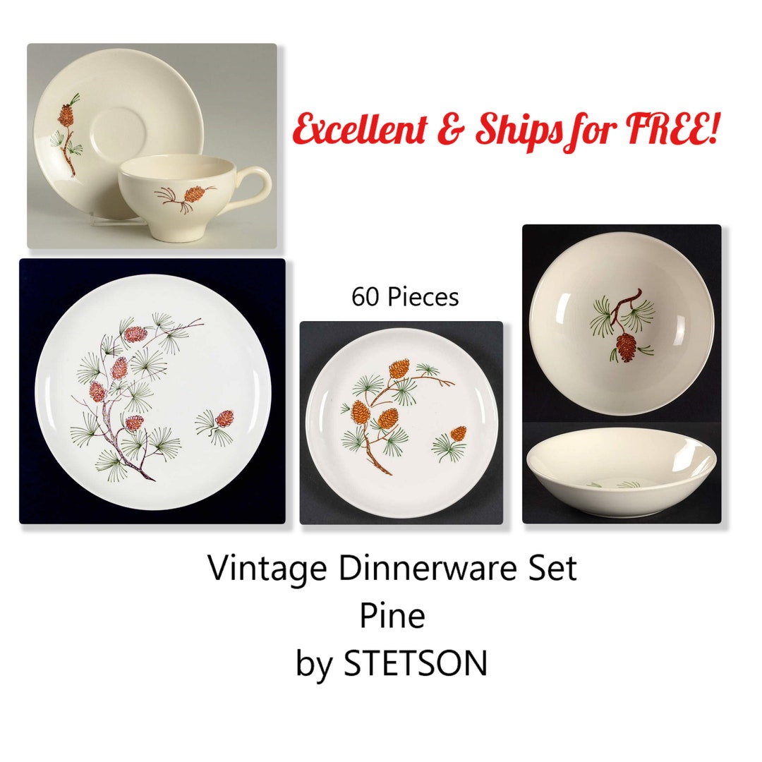 Vintage Stetson Pine Set - 58 Pcs - EXCELLENT - Dinner Plates - Bread ...
