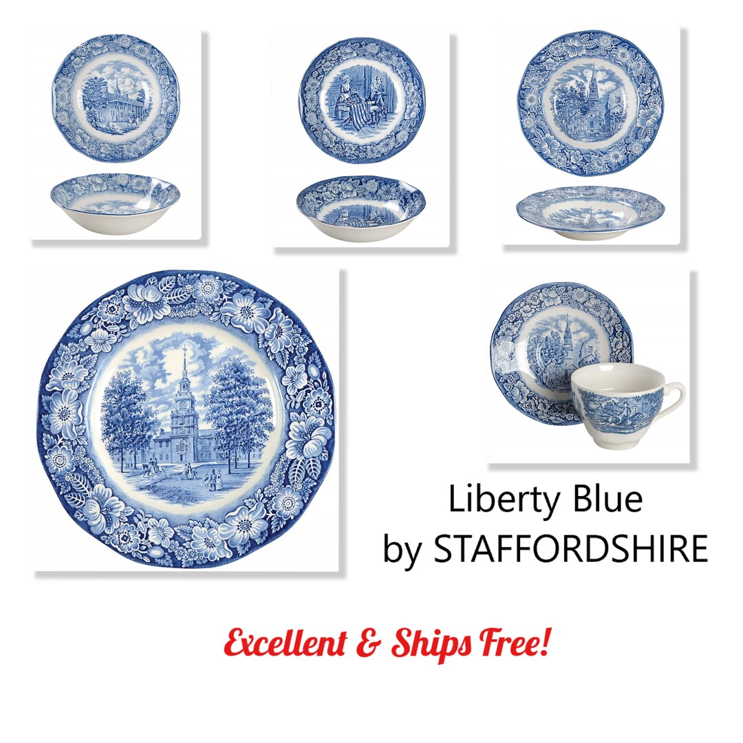 Liberty Blue by STAFFORDSHIRE Vintage Dinnerware - Dinner Plates, Cup ...