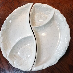Lazy Susan Fish Shaped Cream Gray USA California Pottery Lazy Susan 3 ...