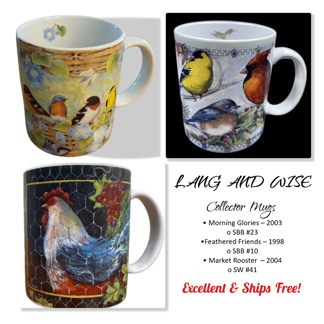 VTG Lang and Wise Collector Mugs Morning Glories Feathered Friends ...