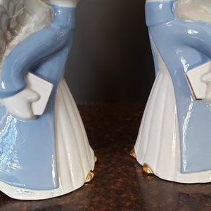 Pair of Vintage Ceramic Kissing Angels Figurines White & Blue NICE - Etsy