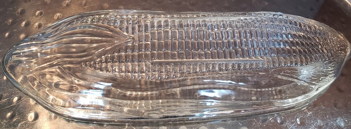 Vintage Mid Century Clear Glass Corn on the Cob Holders Plates - Set of ...
