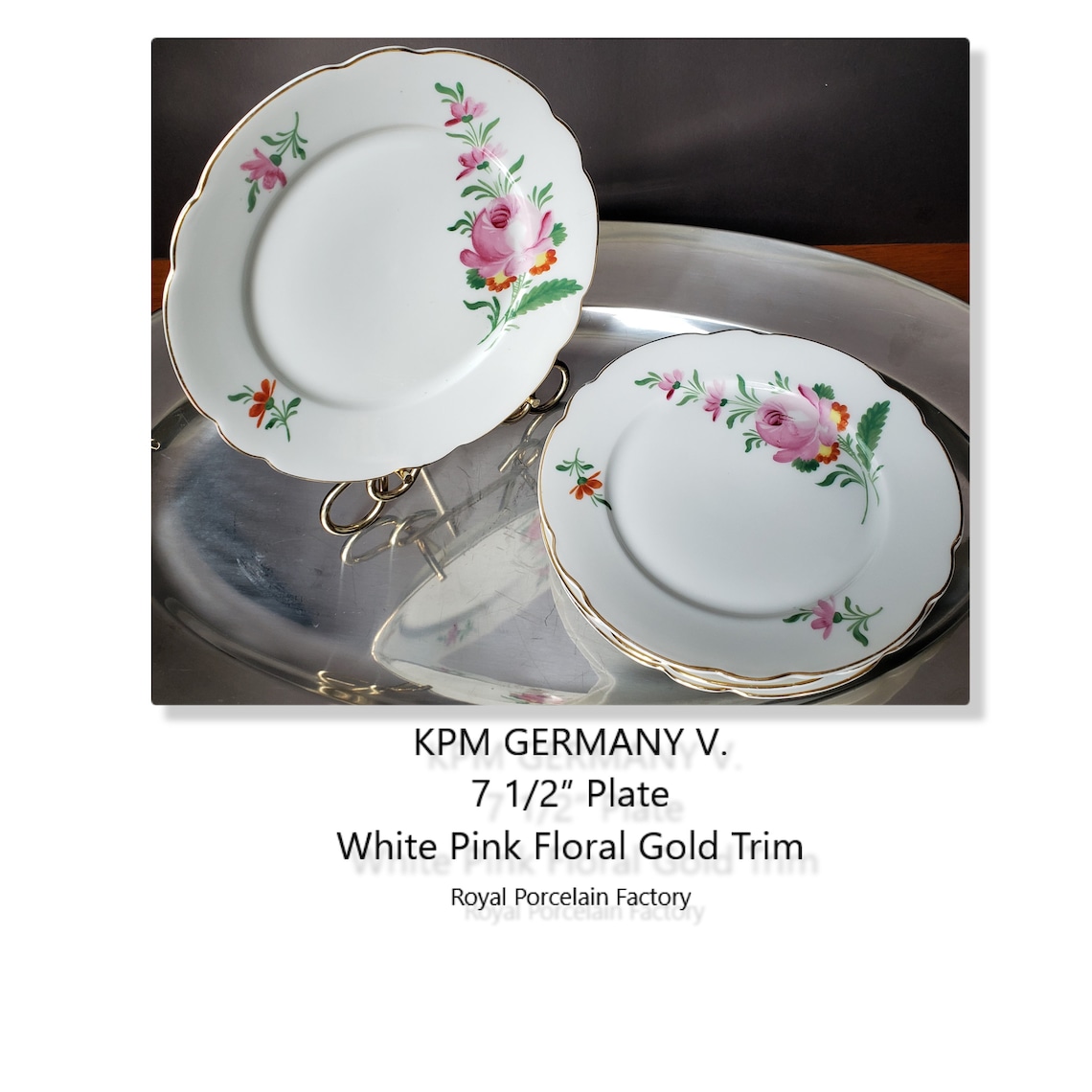 Set of Four KPM GERMANY V. 7.5 Plates White Pink | Etsy