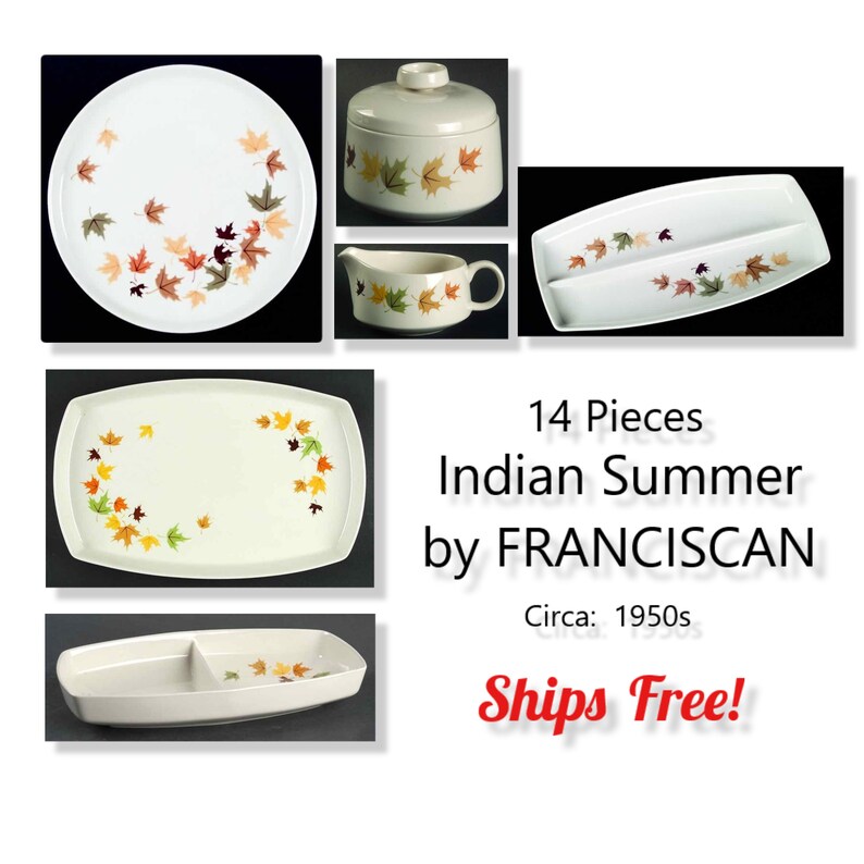 14 Pieces Indian Summer by FRANCISCAN Dinner Plates Split - Etsy