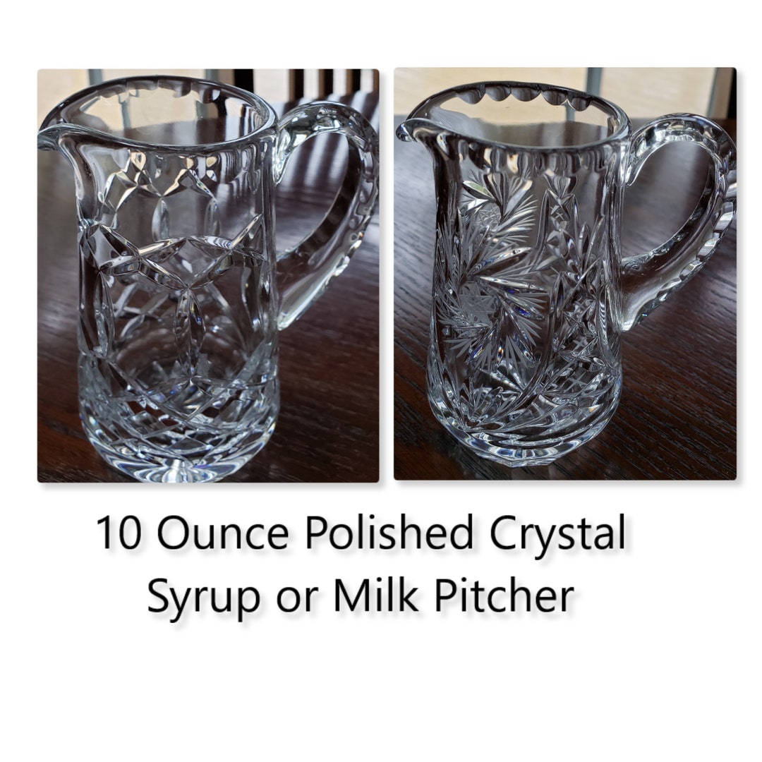 Vintage Polished Crystal 10 Ounce Syrup Milk Pitchers Diamond Pinwheel ...