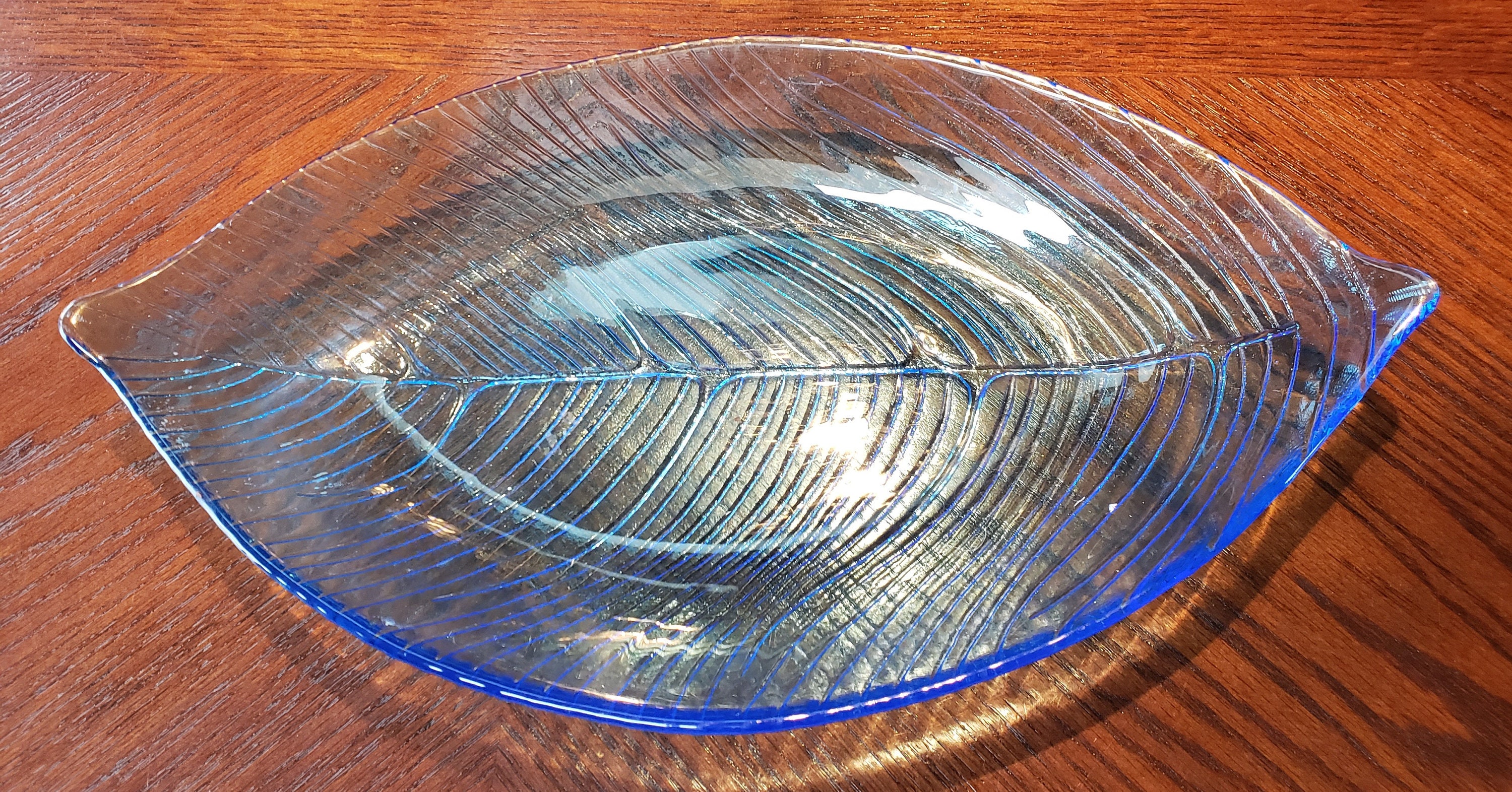 Beautiful Soft Blue Leaf Shaped Plate Platter Bowl 12 Inch X 7 | Etsy
