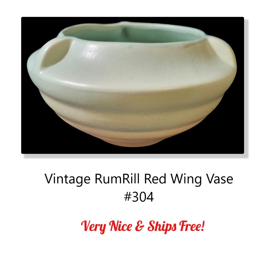 Rum Rill * Pottery * Red Wing * NICE * Matte Green Rust * Marked #304 ...