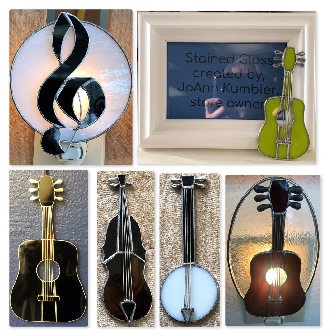 Quality Custom Stainglass Music Nightlights Frame Treble Clef Guitar ...
