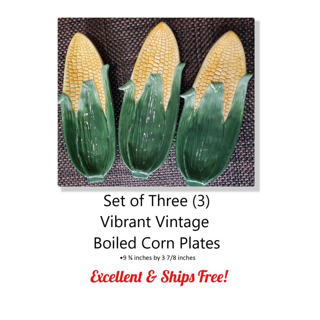 Set of Three Vibrant Boiled Corn Holder - Corn Shaped Corn on the Cob ...