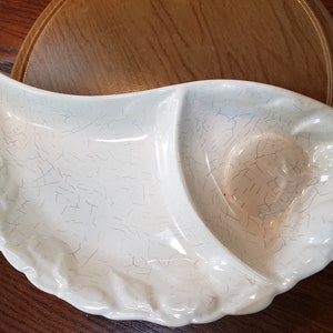 Lazy Susan Fish Shaped Cream Gray USA California Pottery Lazy Susan 3 ...