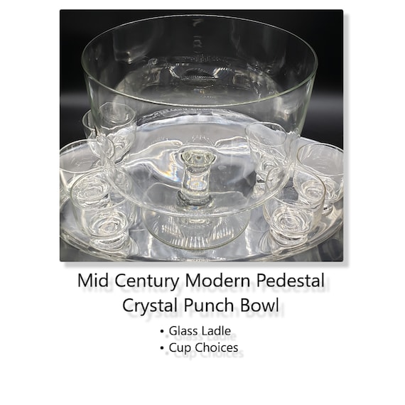 Elegant Pedestal Crystal Punch Bowl & 7 Glasses Glass Punch | Etsy