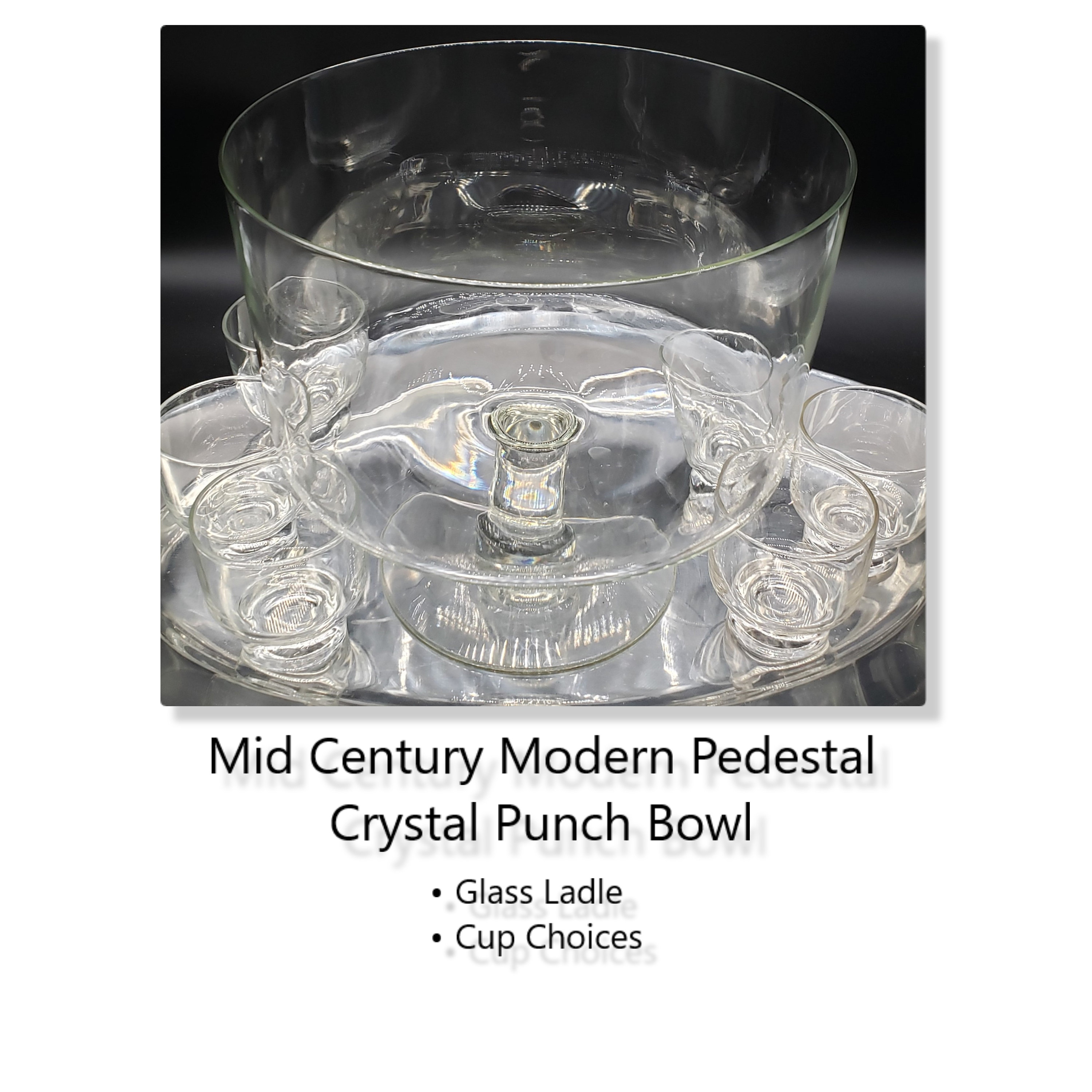 Elegant Pedestal Crystal Punch Bowl & 7 Glasses Glass Punch | Etsy