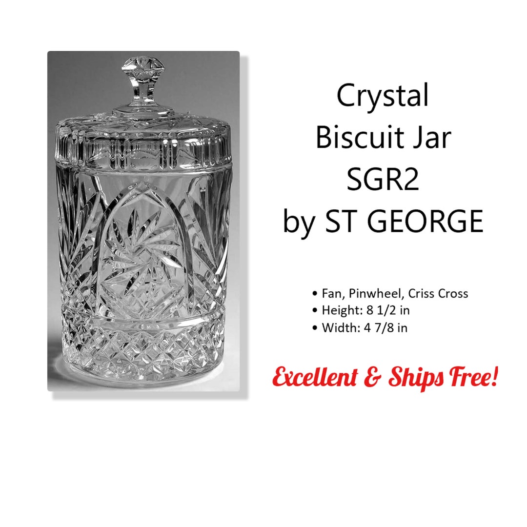 St. George Fine Lead Crystal Pinwheel Design Biscuit Barrel jar W. Lid ...