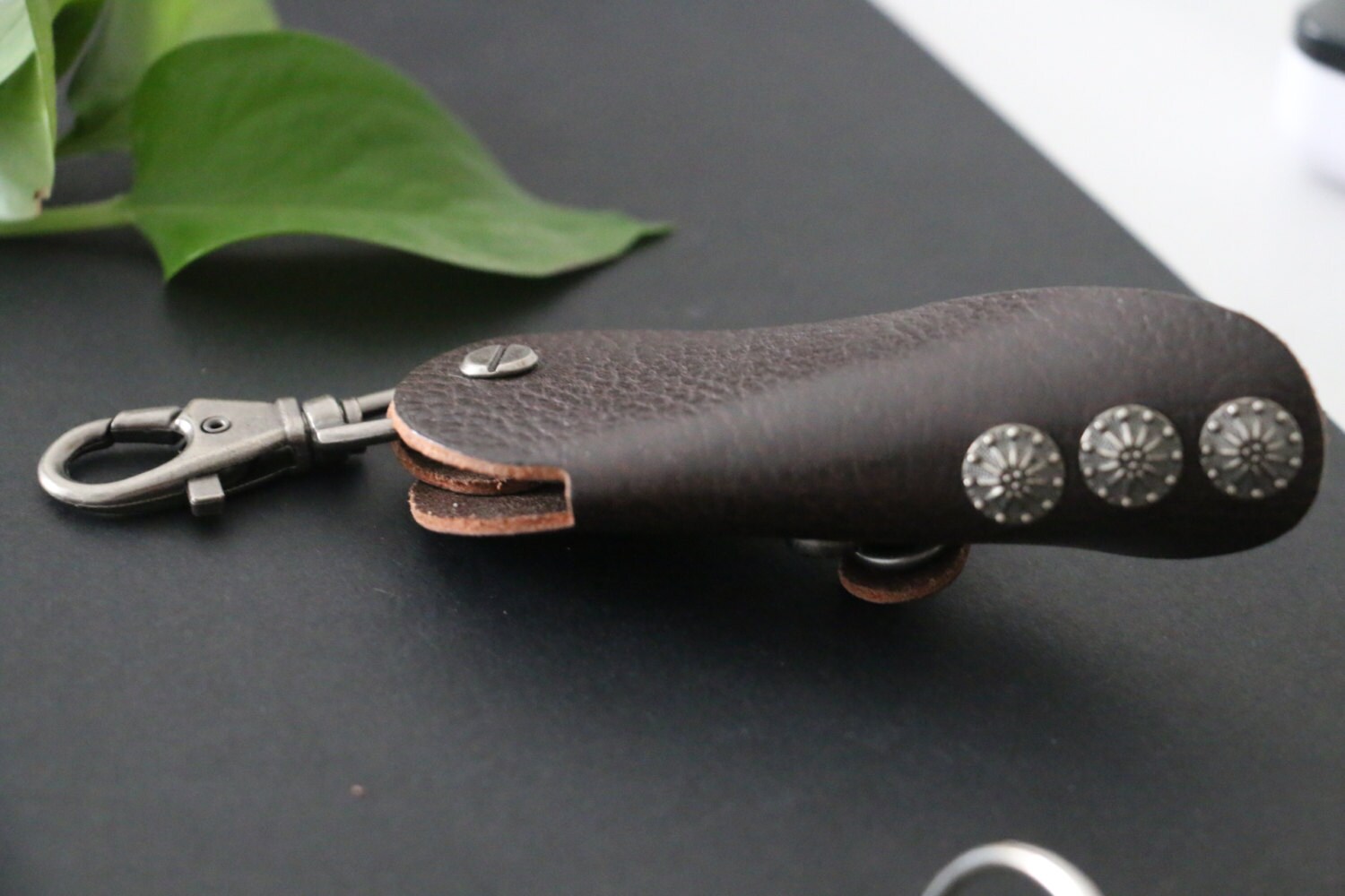 Leather Keychain Mens Leather Key Chain Brown Leather Keychain Leather ...