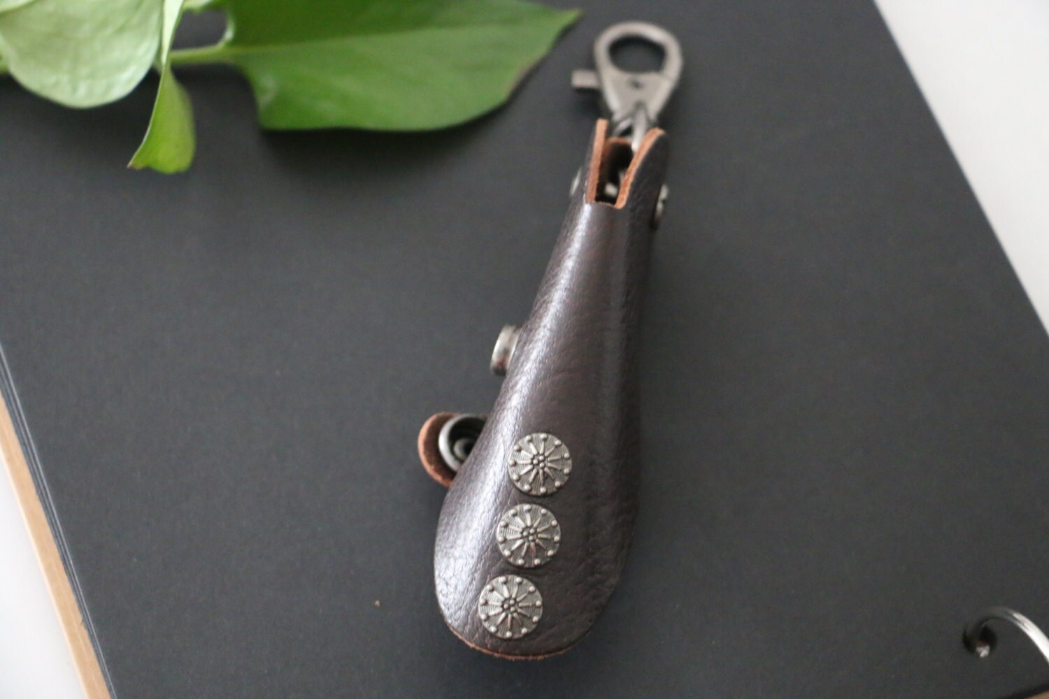 Leather Keychain Mens Leather Key Chain Brown Leather Keychain Leather ...