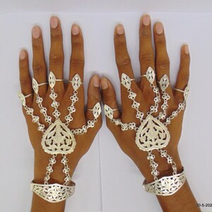 Vintage Antique Sterling Silver Bracelet Rings Hath Paan Hathfull ...