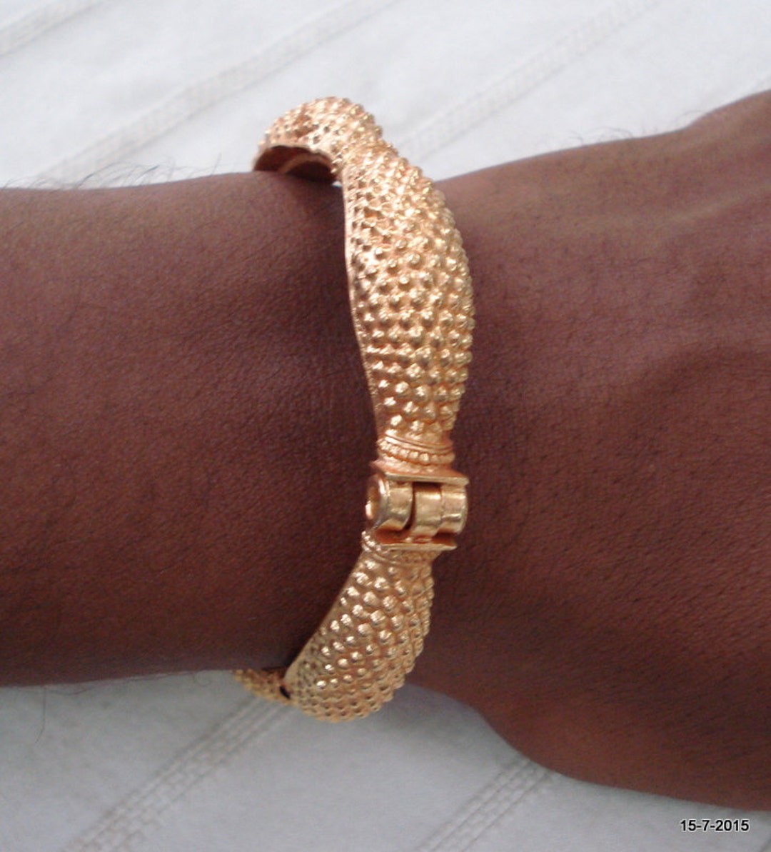 Antique Gold Gilded Silver Bracelet Bangle Vintage Gold Vermeil ...