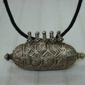 Vintage Antique Ethnic Tribal Old Silver Pendant Necklace Amulet Taviz ...