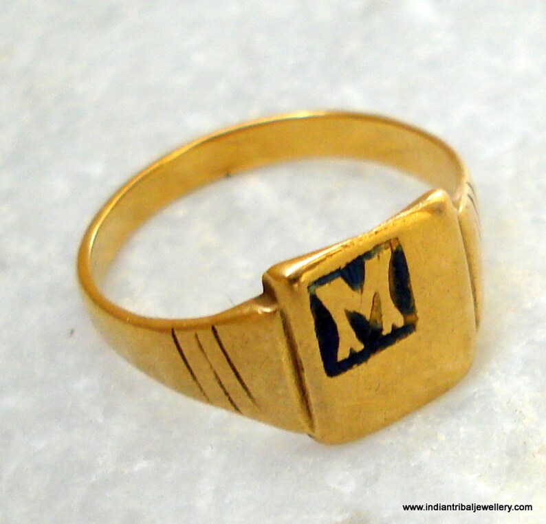 23k Gold Ring M Letter Vintage Antique Old Molded - Etsy