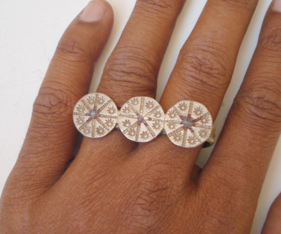Vintage Antique Collectible Tribal Old Silver Double Ring Rajasthan ...