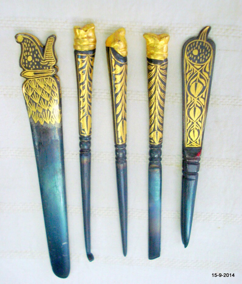 Damascus Steel Blade Katar Knife Dagger Gold Work Tools - Etsy