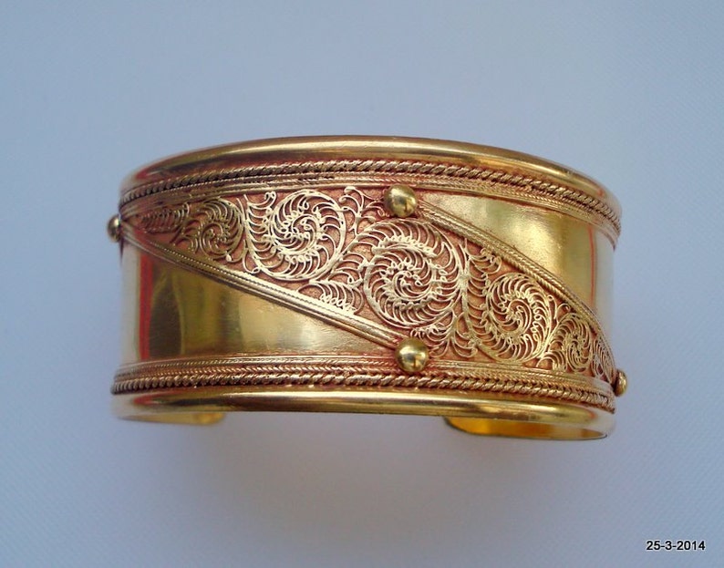 Vintage Antique Gold Vermeil Gold Gilded Bangle Bracelet Cuff | Etsy