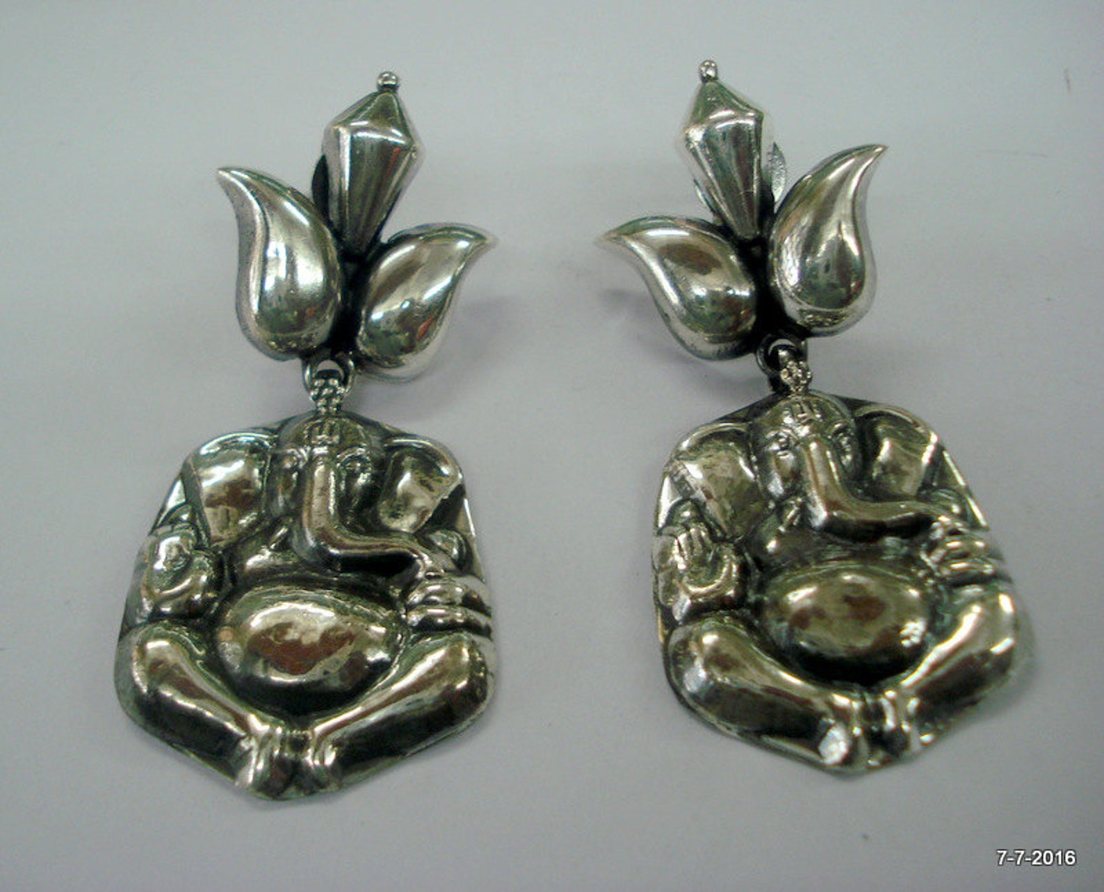 Traditional Design Sterling Silver Earrings Hindu God Lord Ganesha - Etsy
