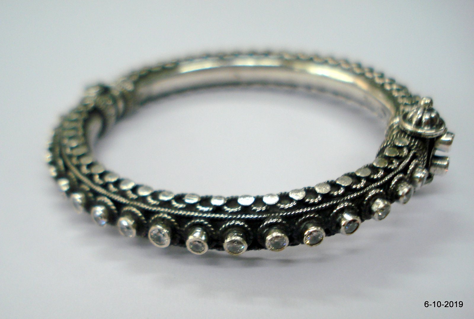 Sterling Silver Bangle Bracelet Handmade Jewelry Cubic Zirconia ...