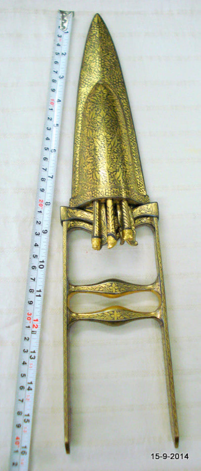 Damascus Steel Blade Katar Knife Dagger Gold Work Tools - Etsy