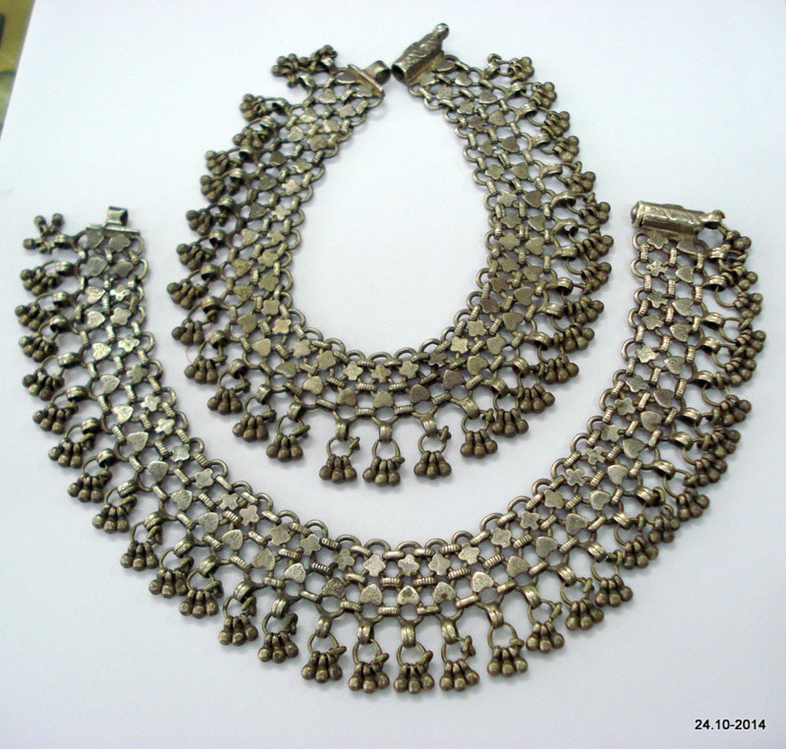 Vintage Antique Old Silver ANKLET Feet Bracelet Ankle Chain Traditional ...