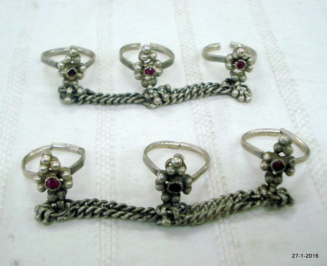 Vintage Antique Tribal Old Silver Toe Rings Traditional Ethnic ...