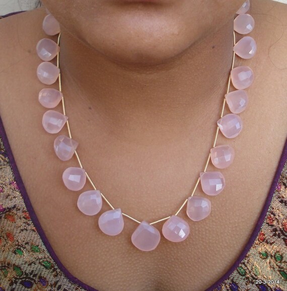 Rose Quartz Faceted Beads Drop Necklace Strand 1 Line - Etsy