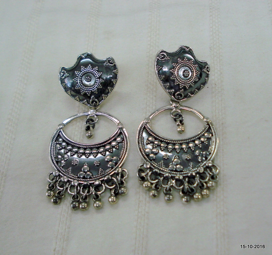 Traditional Design Sterling Silver Earrings Stud Earrings Ethnic ...