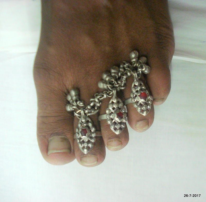 Vintage Antique Ethnic Tribal Old Silver Toe Ring Pair Belly | Etsy