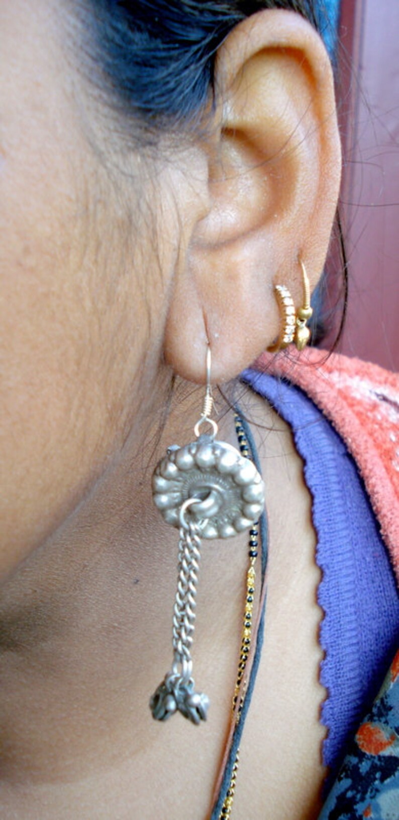 Vintage antique tribal old silver ear plug earrings bellydance | Etsy