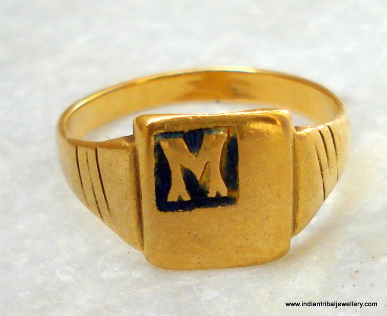 23k Gold Ring M Letter Vintage Antique Old Molded - Etsy
