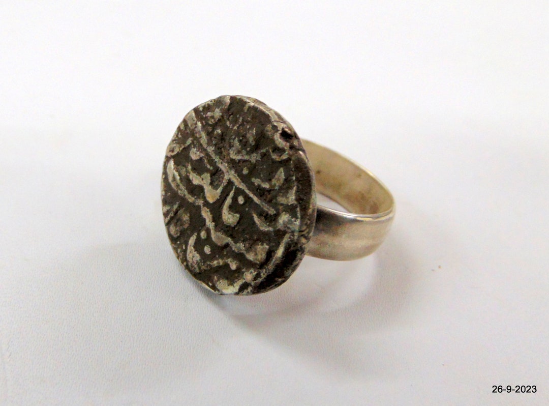 Vintage Antique Tribal Old Silver Ring Coin Ring Mughal Empire Coin ...