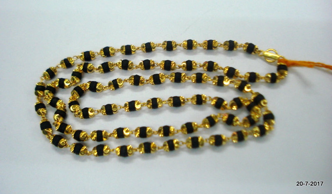 Traditional Design 22kt Gold Chain Necklace Handmade Tulsi Beads Mala ...