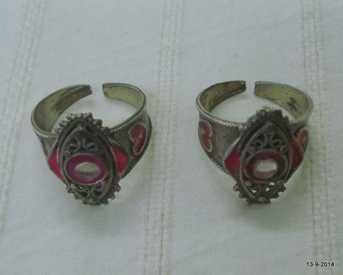 Vintage Antique Ethnic Tribal Old Silver Toe Ring Pair Belly - Etsy
