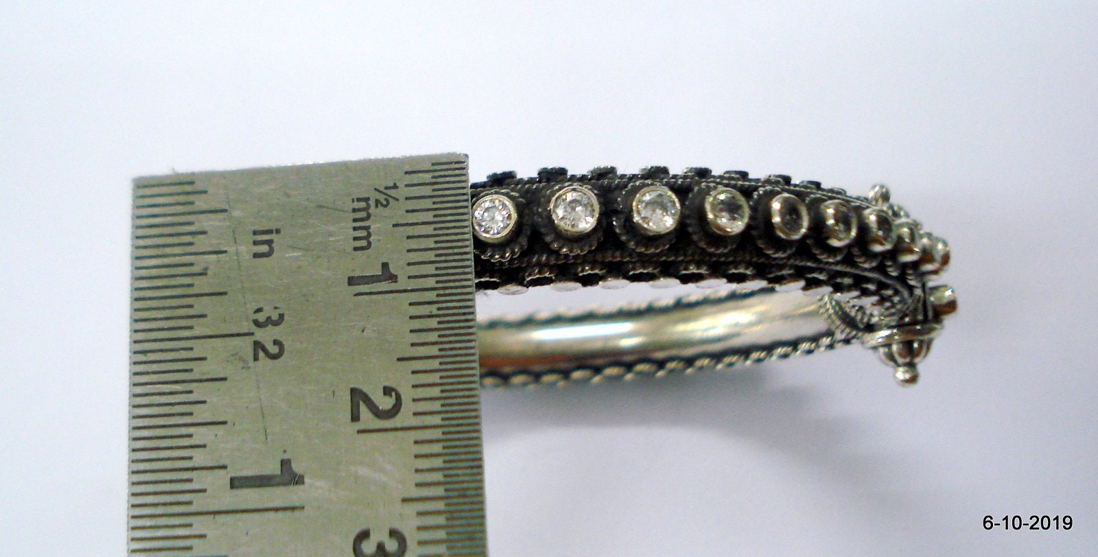 Sterling Silver Bangle Bracelet Handmade Jewelry Cubic Zirconia ...