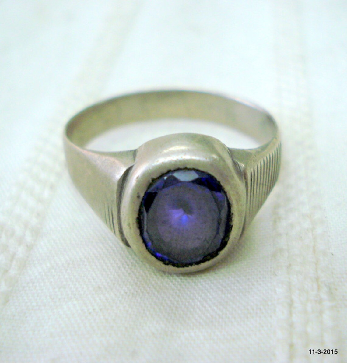 Vintage Ring Antique Tribal Old Silver Ring Purpal Glass Stone | Etsy
