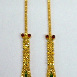 20kt Gold Ear Chain for Earrings Handmade Gold Jewellery Kan Chain - Etsy