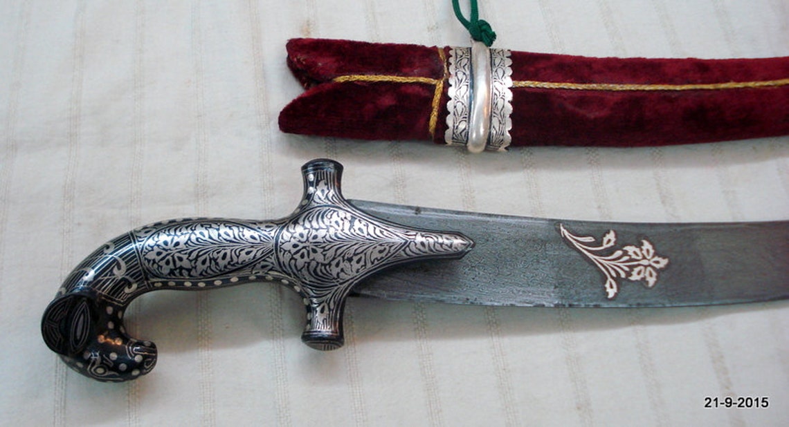 Damaskus-Stahl Klinge Messer Dolch Schwert Silber Bidaree - Etsy.de