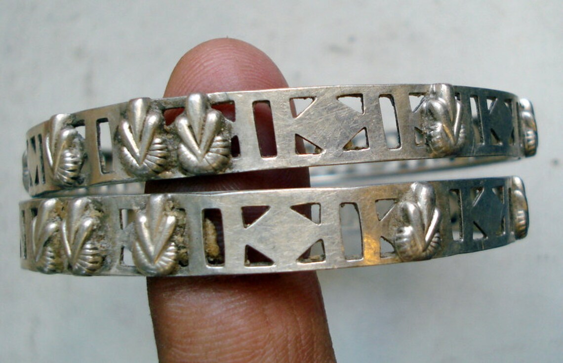 Vintage antique tribal old silver bangles bracelet chudiyan | Etsy