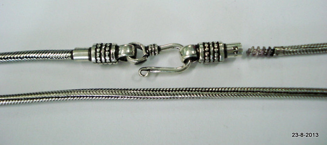 Traditional Design Sterling Silver Rope Chain Necklace Snake Design ...