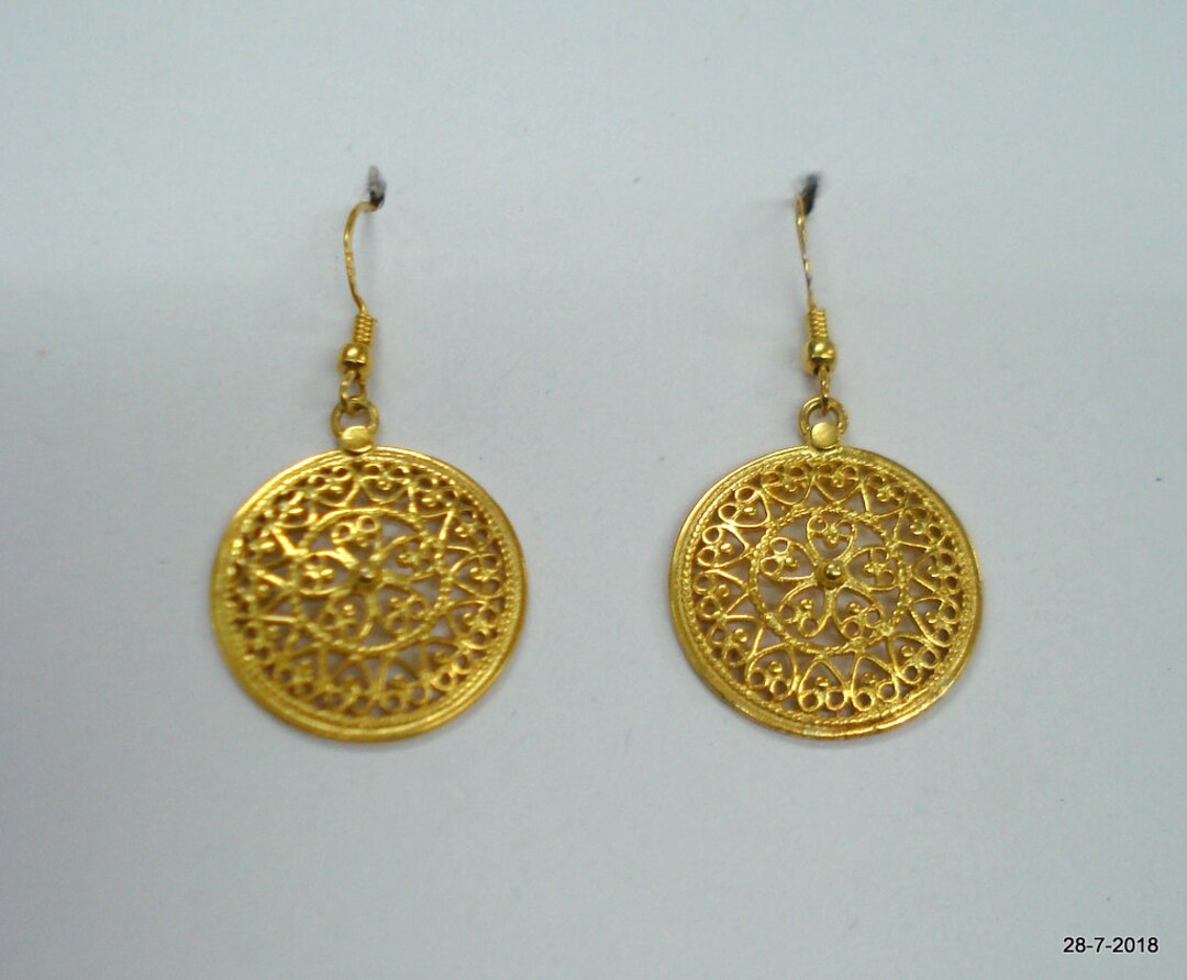 Sterling Silver Gold Vermeil Gold Gilded Earrings Traditional Handmade ...