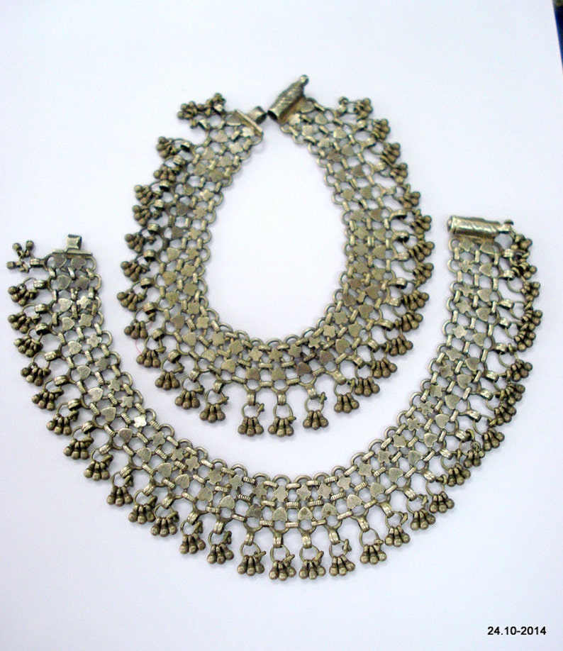 Vintage Antique Old Silver ANKLET Feet Bracelet Ankle Chain Traditional ...